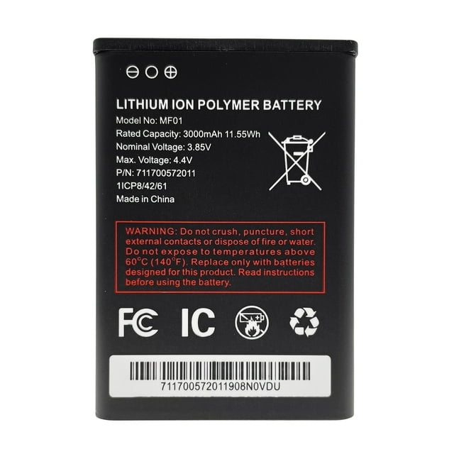 AT&T Turbo Hotspot 2 & T-Mobile 4G LTE WiFi Hotspot Replacement Battery 3000mAh 3.85V MF01 ...