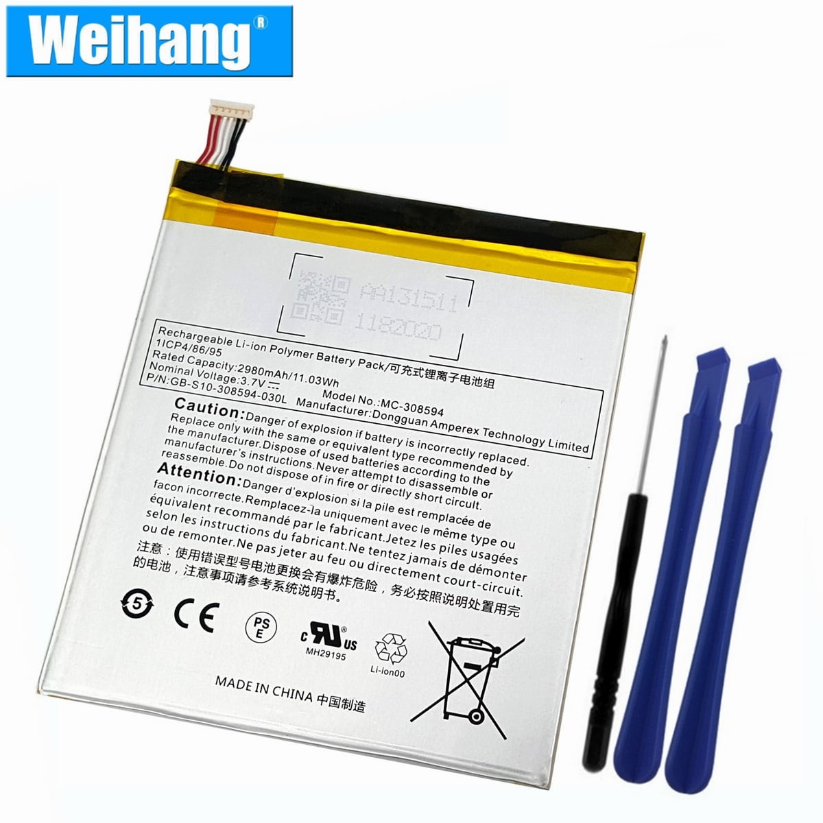 Weihang Battery for Fire 7 Tablet, 5th Gen SV98LN, 3.7V, 2980mAh ...