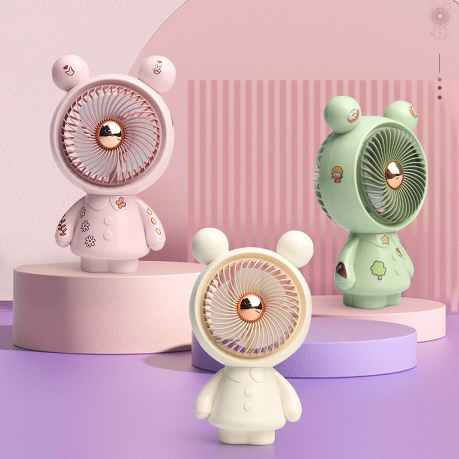 New Bear Handheld Fan Desktop Mini Cute Home Portable USB Charging ...
