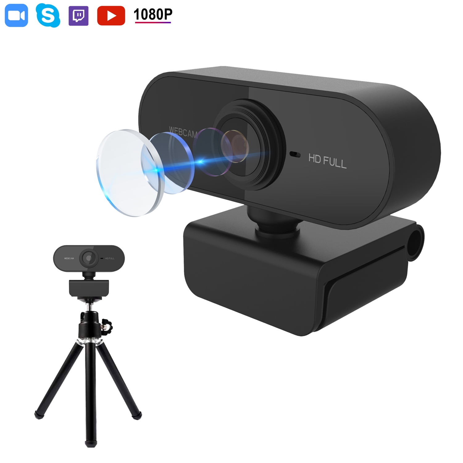 New Bee Black Webcam with Microphone, 1080P Desktop/Laptop USB Web ...