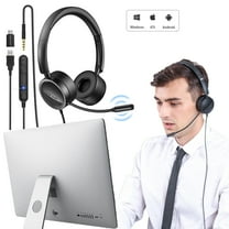 Blucalm USB Headset with Noise Cancelling Microphone & In-line Control ...