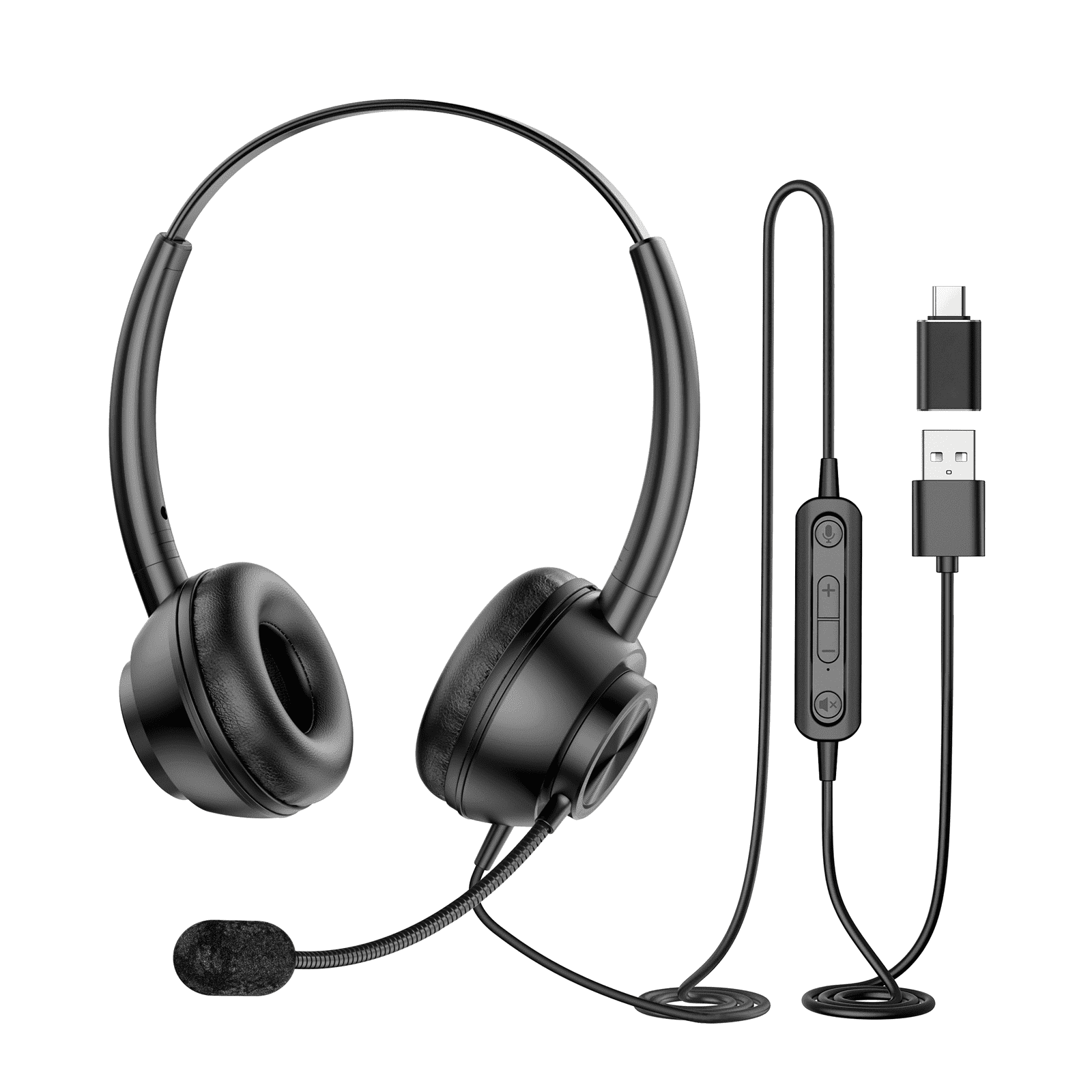 New Bee USB Headset with In-Line Controls, 270° Rotating Microphone ...