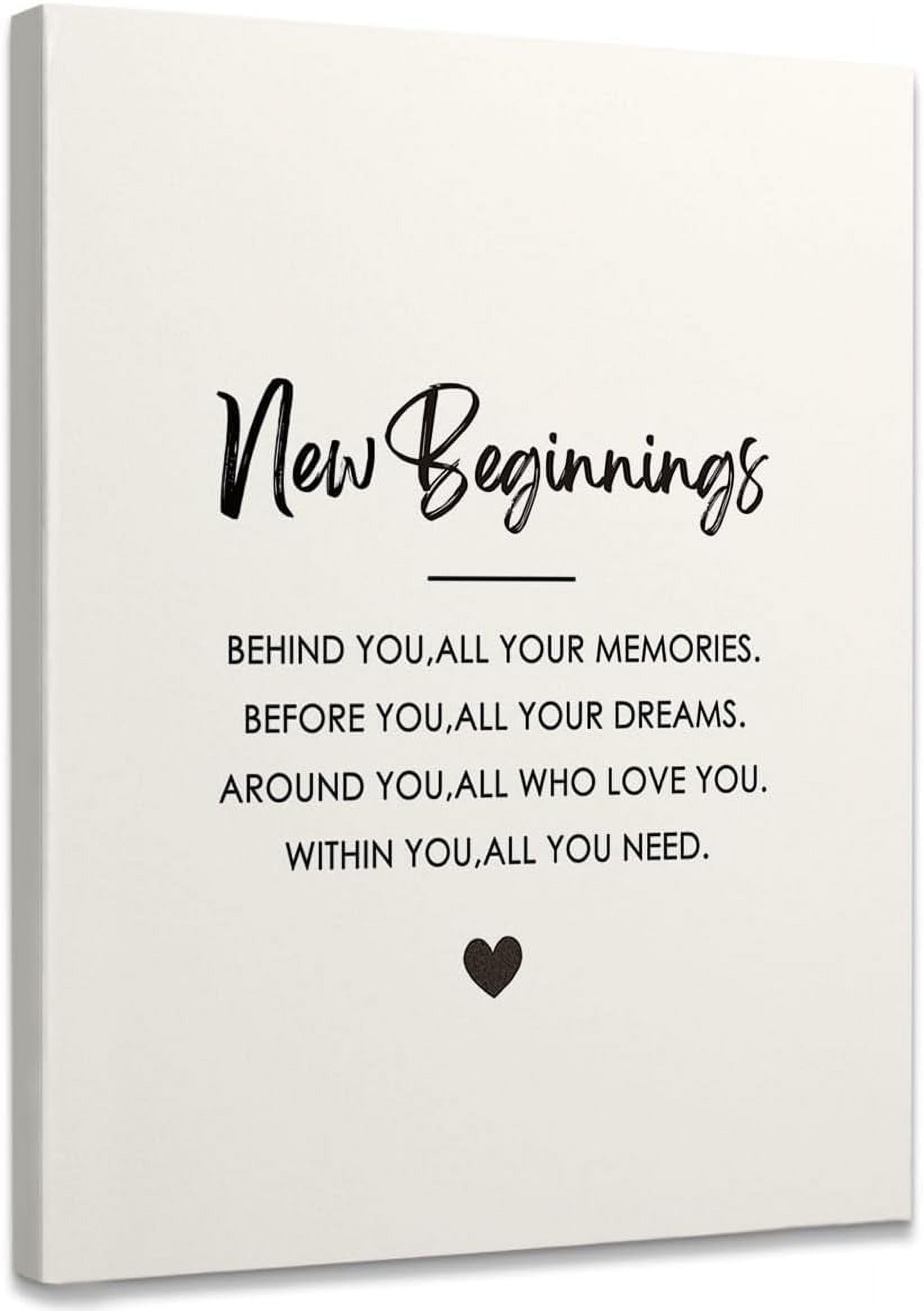 New Beginnings Minimalist Inspirational Quotes Framed Canvas Wall Art ...