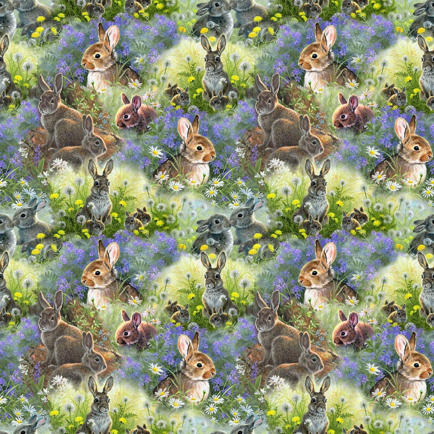 New Beginnings Spring Bunnies Multi Cotton Fabric - Walmart.com
