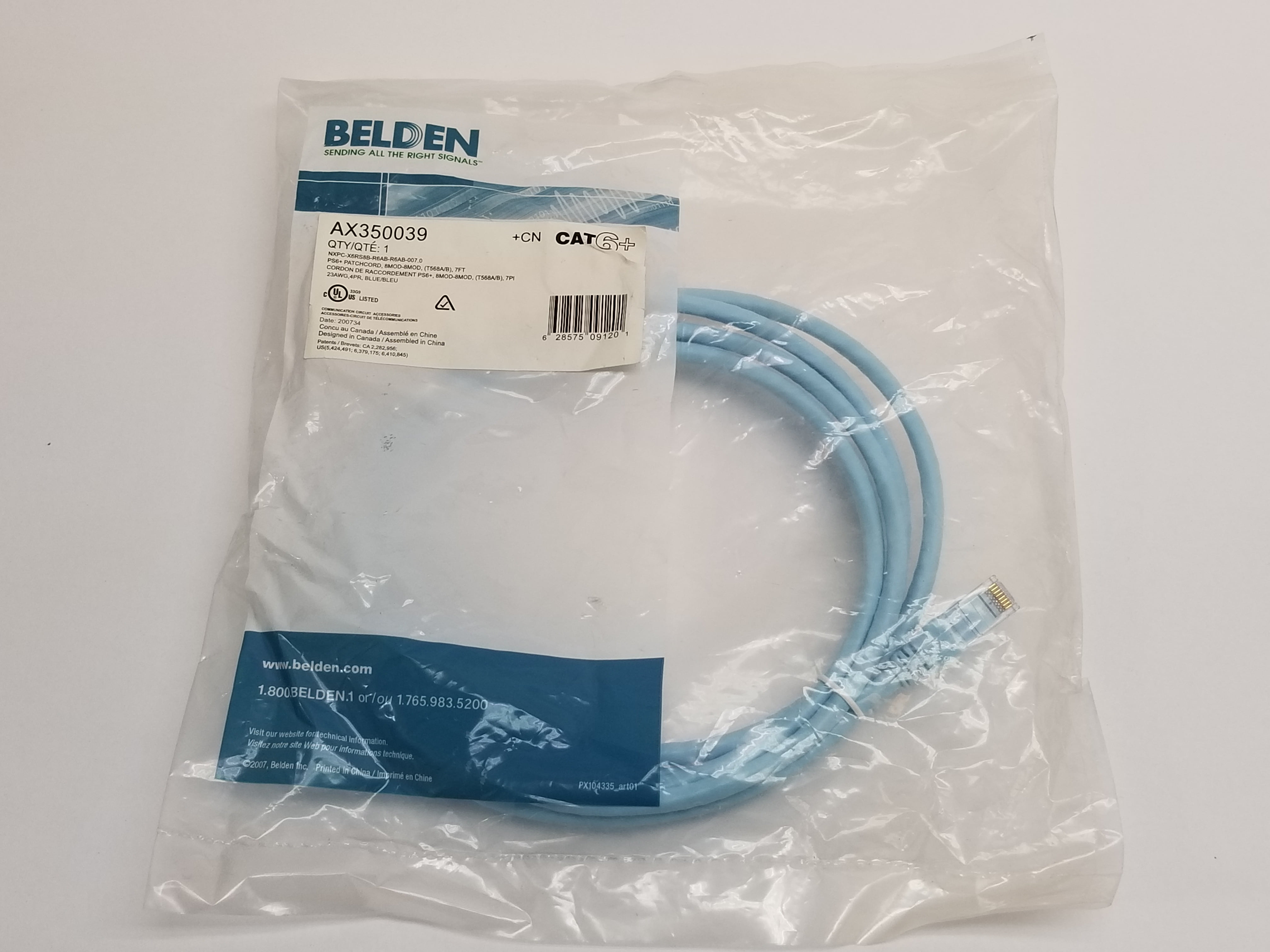 New Belden AX350039 7' GigaFlex PS6+ Modular Cord UPT, CAT-6 - Walmart.com