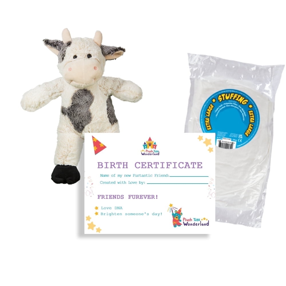 Plush Gear Bessie Mae MOO-cho the Cow 16" Plush Toy with DIY Stuffing ...