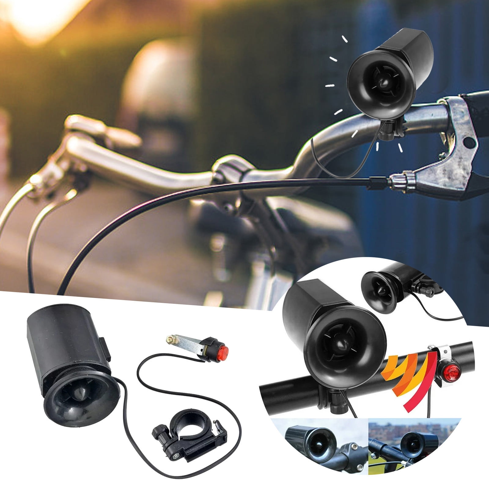 New Bike Bell And Horn Super Loud Bike Electric Horn 6 Sound Loud Bell ...