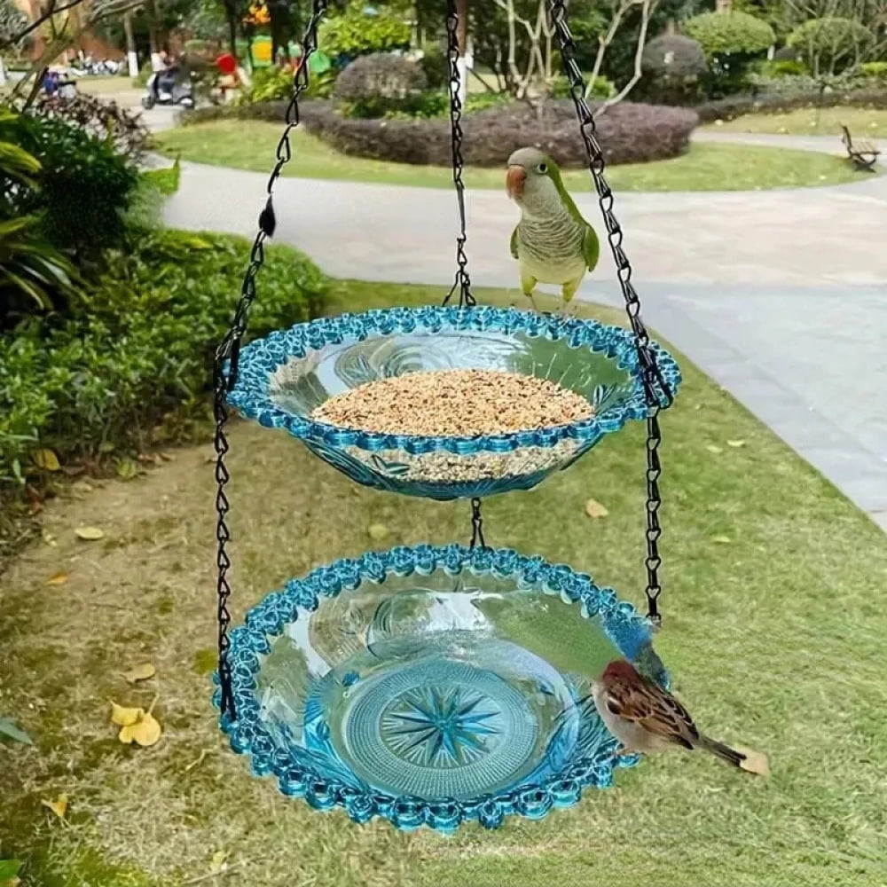 New Bird Flower Shaped Hanging Bird Feeder Birdbath For Garden Yard ...