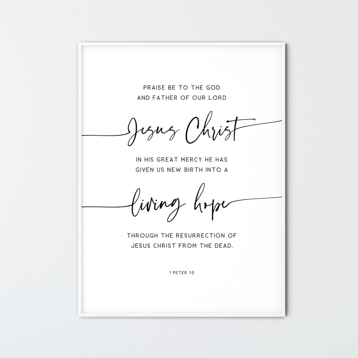 New Birth Into A Living Hope 1 Peter 1:3, Easter Bible Verse Wall Art ...