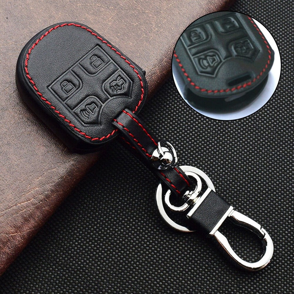New Black Leather 4 Buttons Remote Smart Key Chain Cover Case For Ford ...
