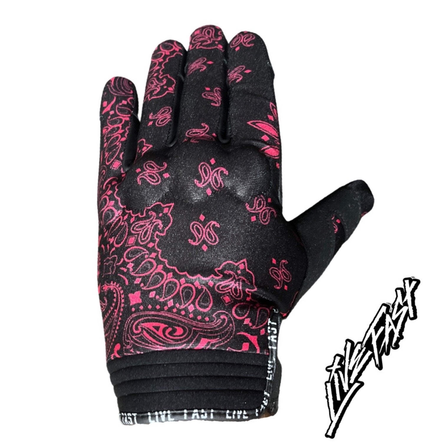 New - Black & Pink Paisley Motorcycle Gloves | Fast Mask - Walmart.com