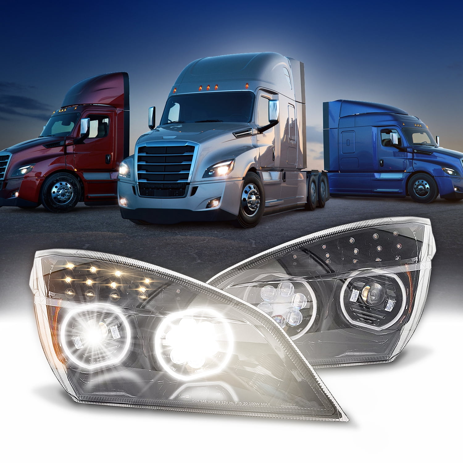 New Body Style LED Blackout Headlight for Freightliner Cascadia 2018 ...