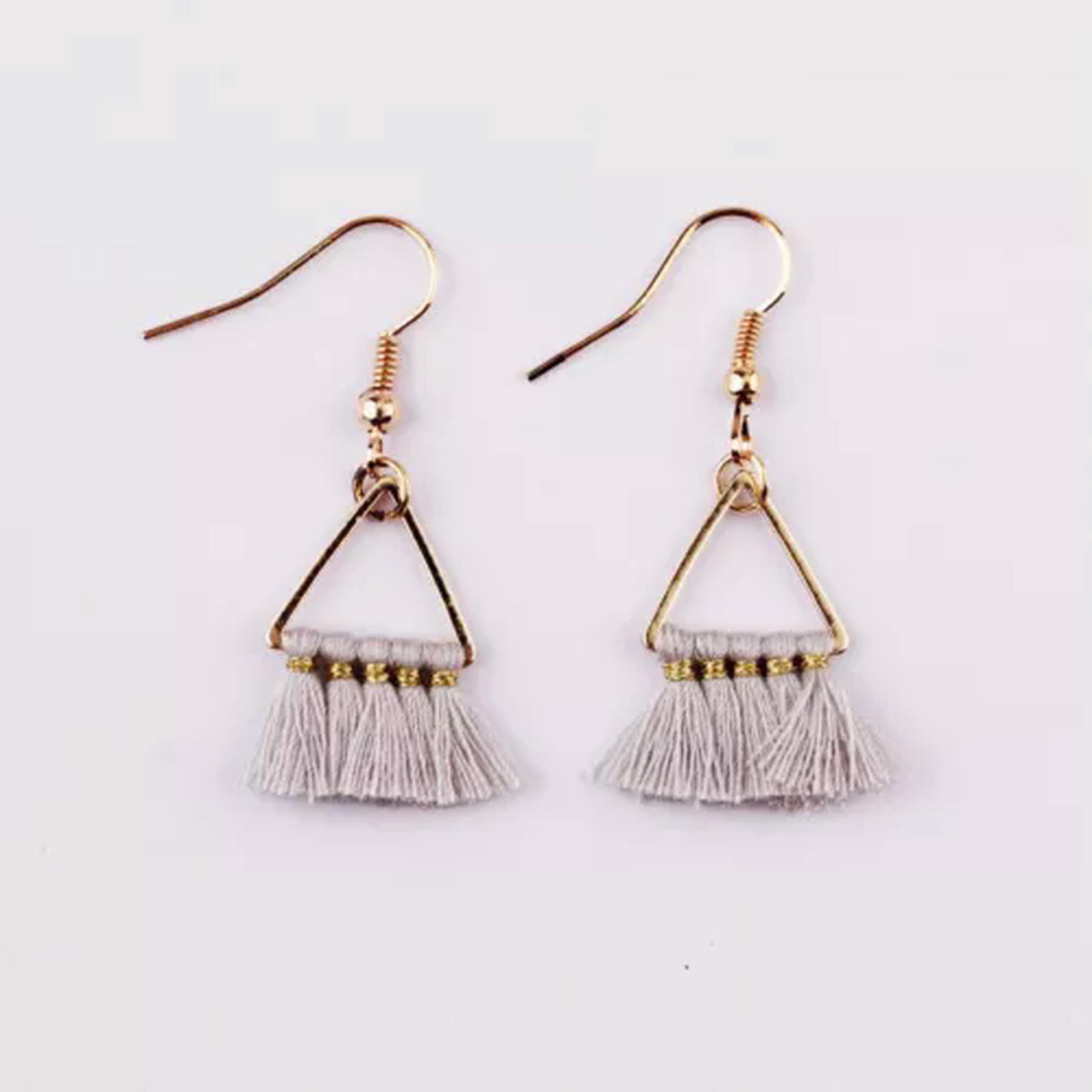 New Bohemia Jewelry Small Gold Plated Triangle Fan Fringe Tassel Dangle ...