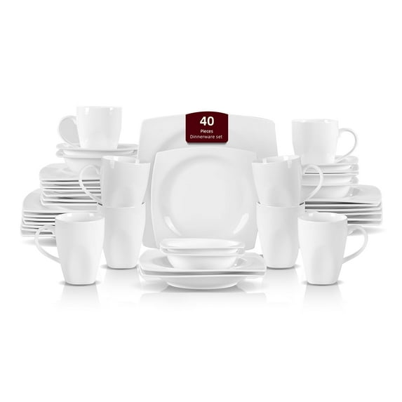 New Bone China Dinnerware Set, Rim Square Shape, 40pc Set - Walmart.com