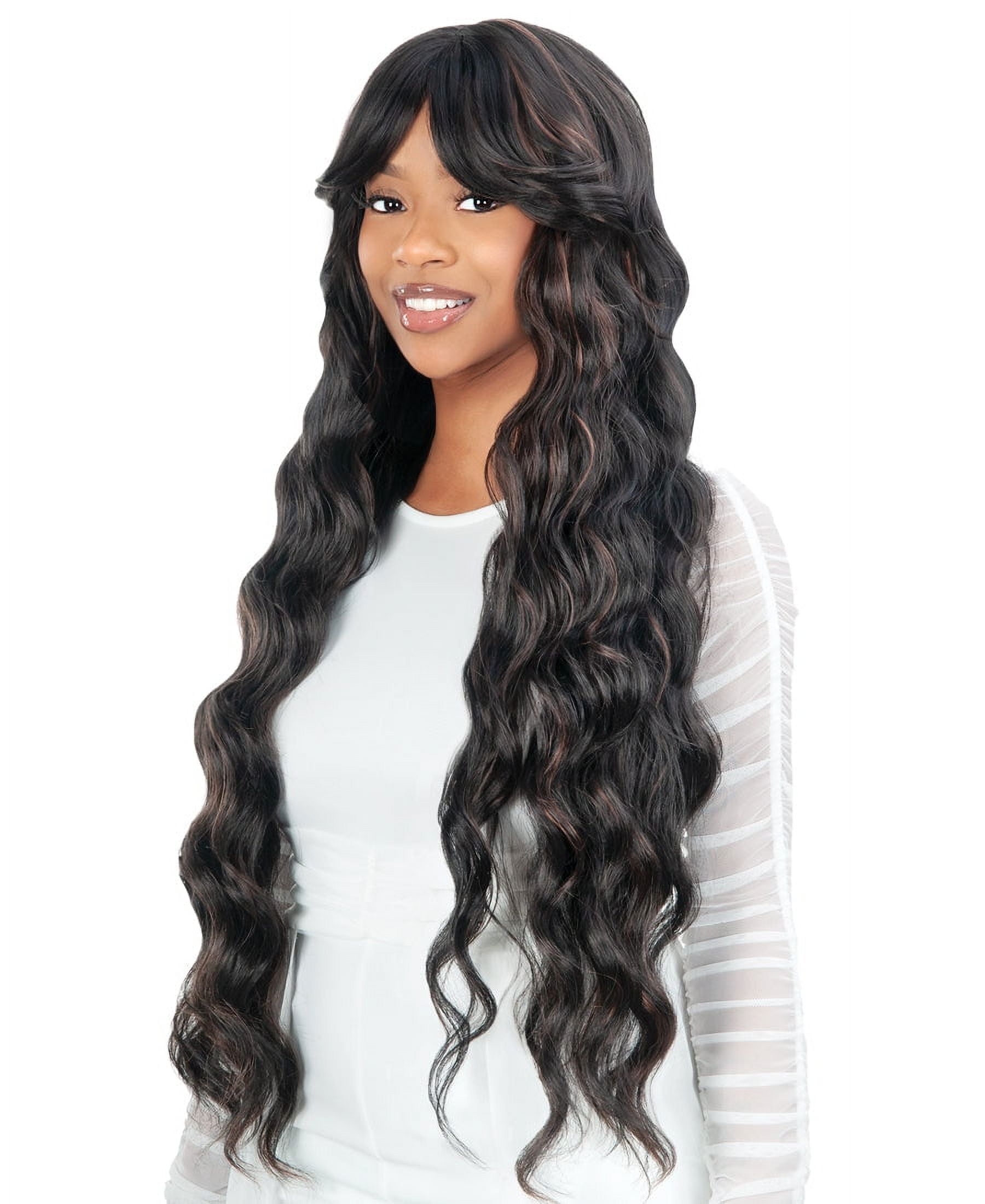 New Born Free Synthetic Cutie Curtain Bang Extra Long Ocean Wave Wig ...