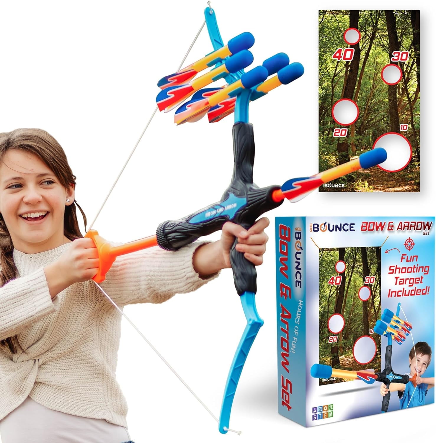 New Bounce Bow and Arrow Set for Kids, Toddler Archery Set with Target ...