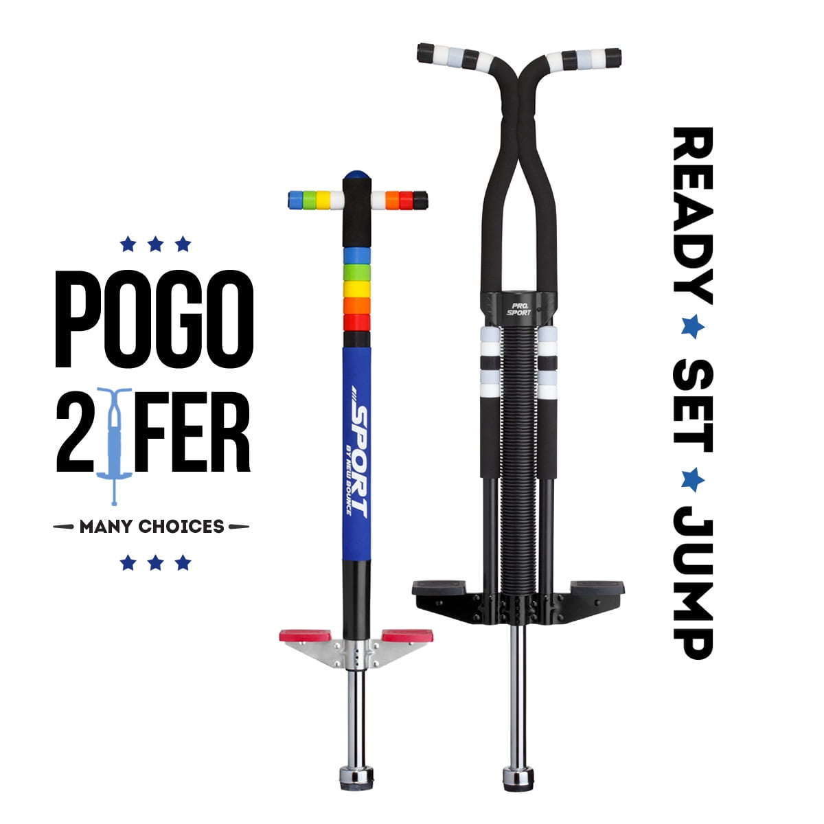 New Bounce Kids Jumping Pogo Stick Set - Two Ultimate Pogo Sticks with ...