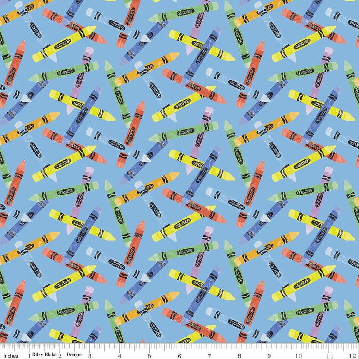 New Box of Crayons Crayon Toss Sky Cotton Fabric (1 Yard) - Walmart.com