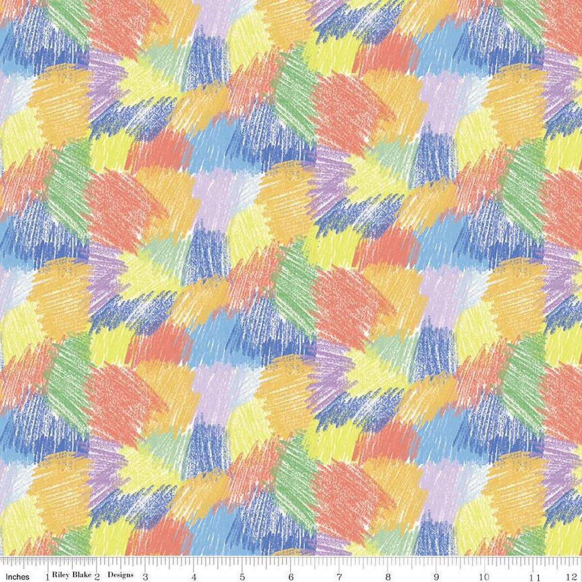 New Box of Crayons Scribbles Multi Cotton Fabric (1 Yard) - Walmart.com
