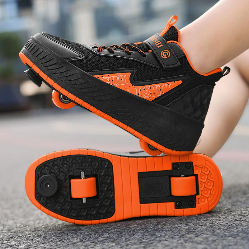 New Boys' 2 Wheel Dual-use Luminous Roller Skates For Boys And Girls ...