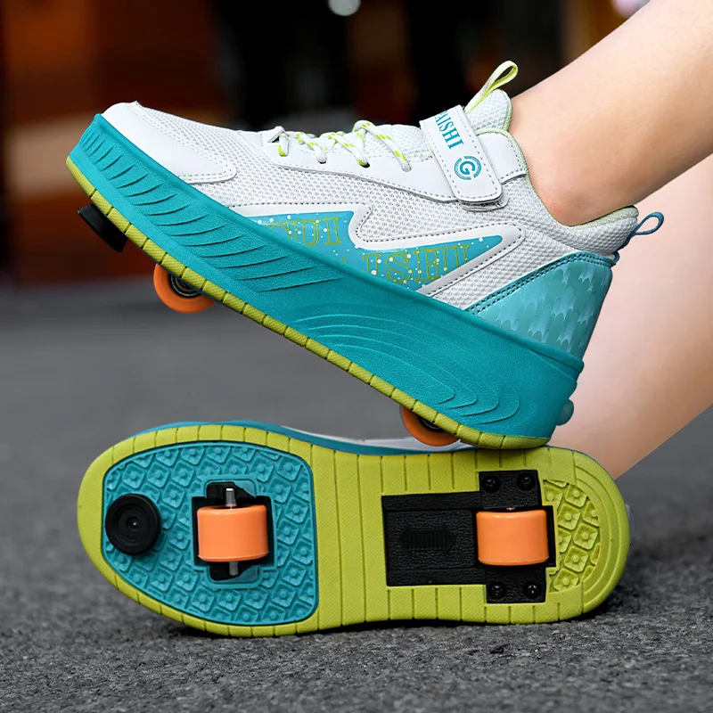 New Boys' 2 Wheel Dual-use Luminous Roller Skates For Boys And Girls ...