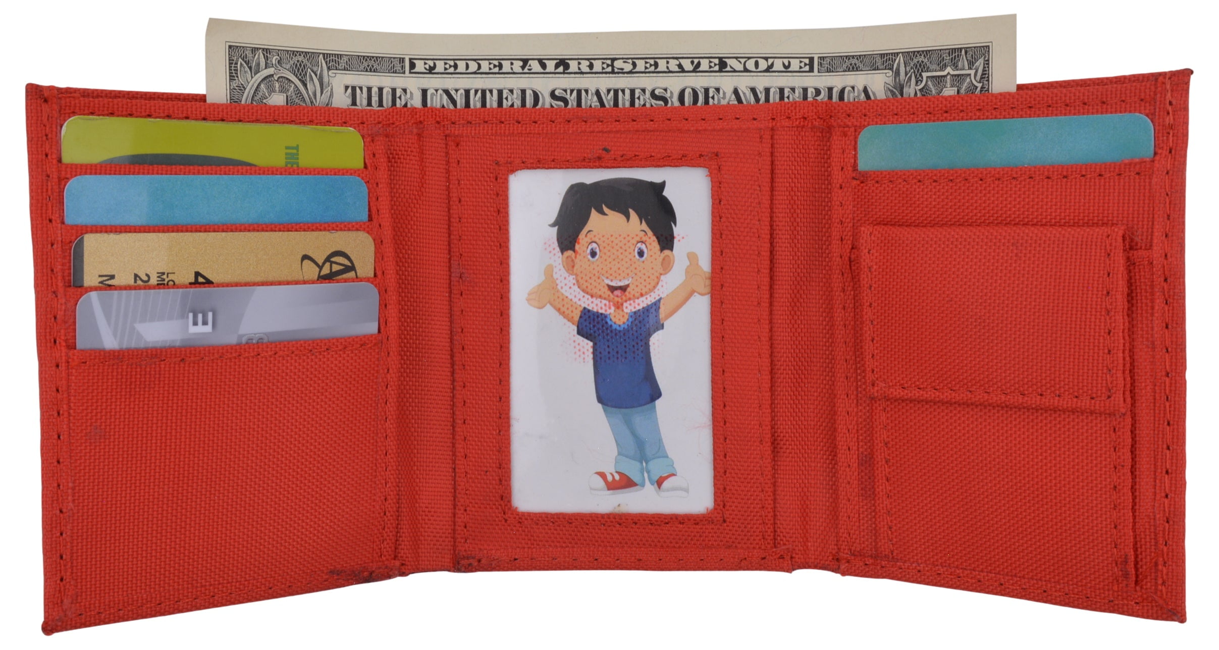 New Boys Slim Thin Nylon Trifold Wallet with Coin Pouch - Walmart.com