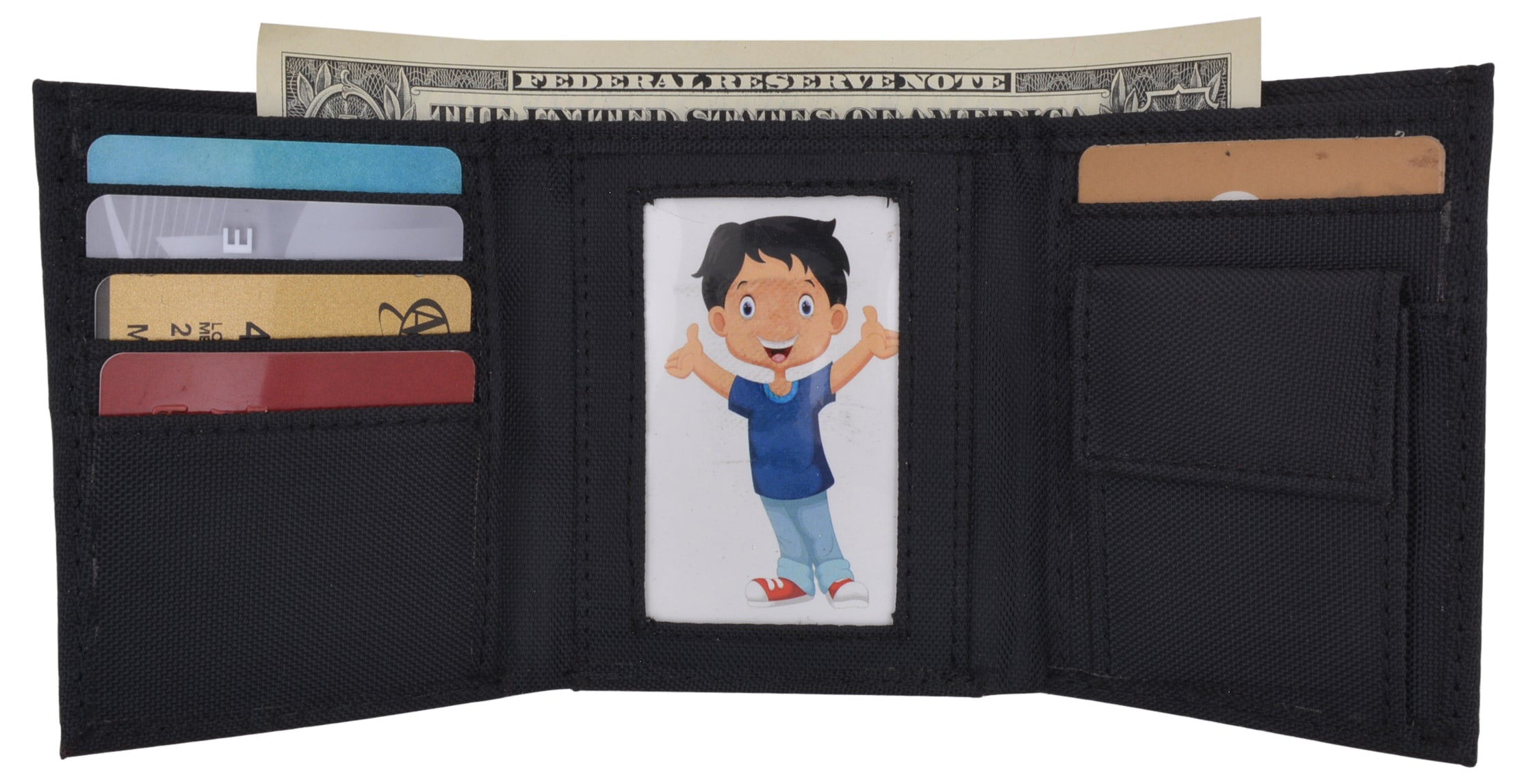Novelty Boys Slim Trifold Wallet with Coin Pouch, Nylon, Stylish ...