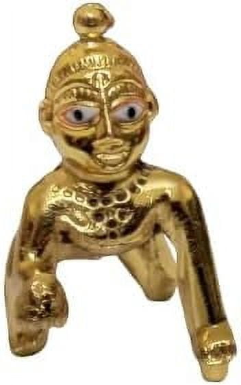 New Brass Lord Krishna Thakur JI LADDU Gopal Idol Statue Hindu PUJA ...