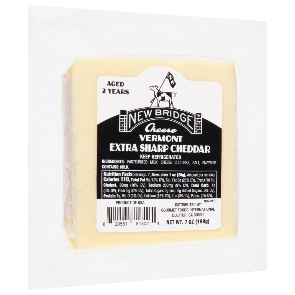 New Bridge Vermont Extra Sharp 2 Year Cheddar Cheese, 7OZ, 12 Pack ...