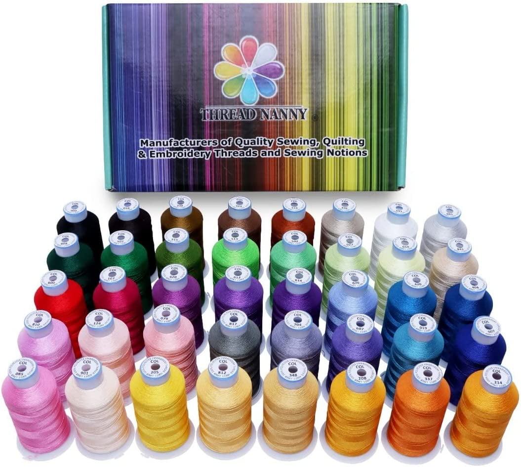 ThreadNanny Embroidery Thread Set, 40 Colors, Polyester, 550 Yards ...