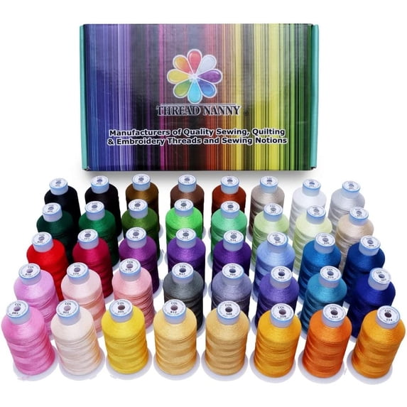 ThreadNanny Embroidery Thread Set, 40 Colors, Polyester, 550 Yards ...