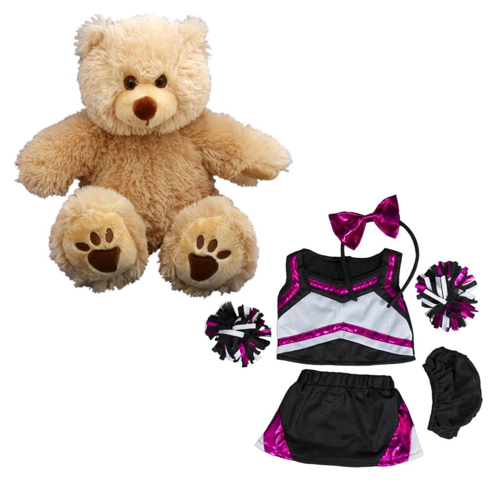 New Brown Bear Stuffed Animal with Heart Patches in Metallic Hot Pink ...