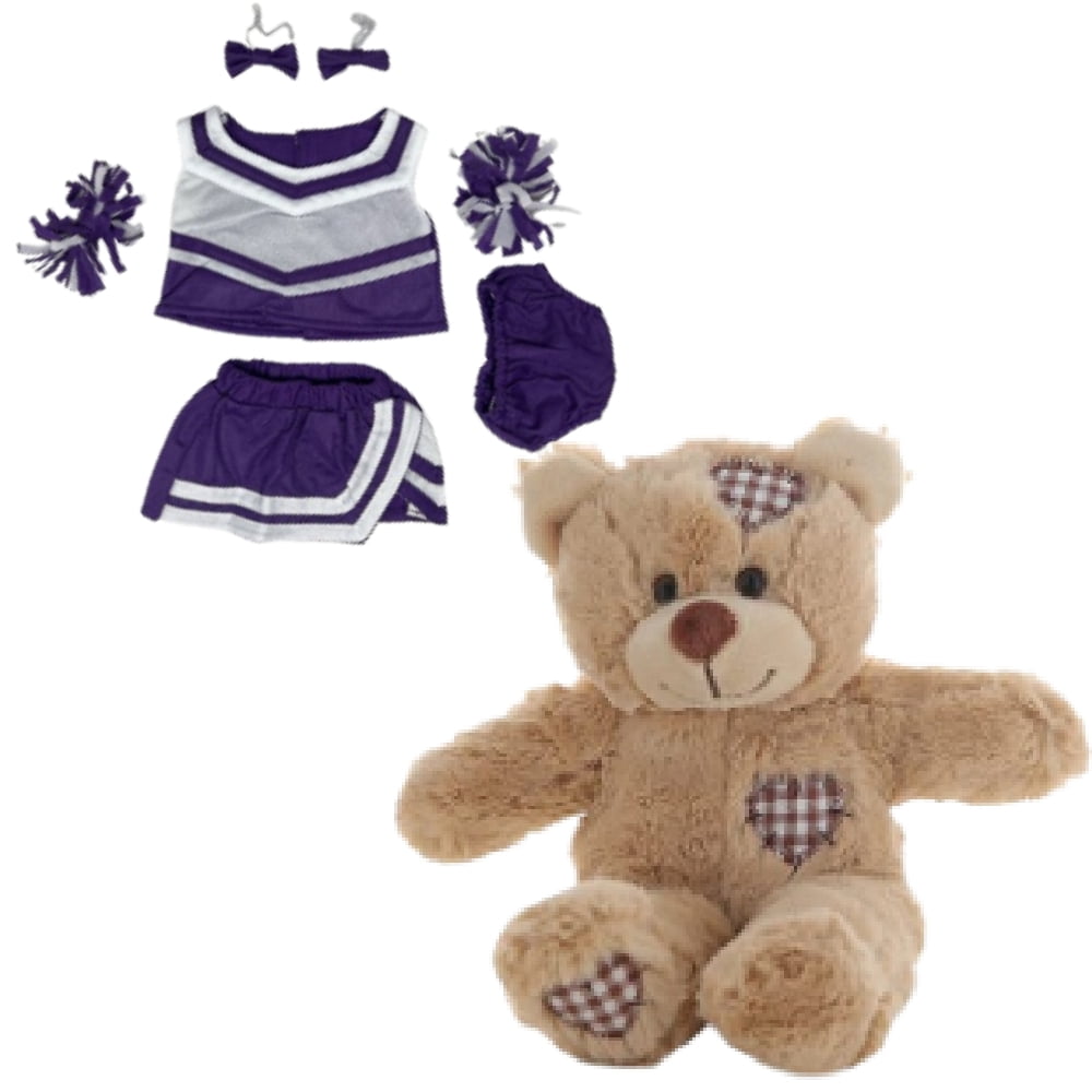 New Brown Patches Bear 8-Inch Stuffed Toy with Purple & White ...