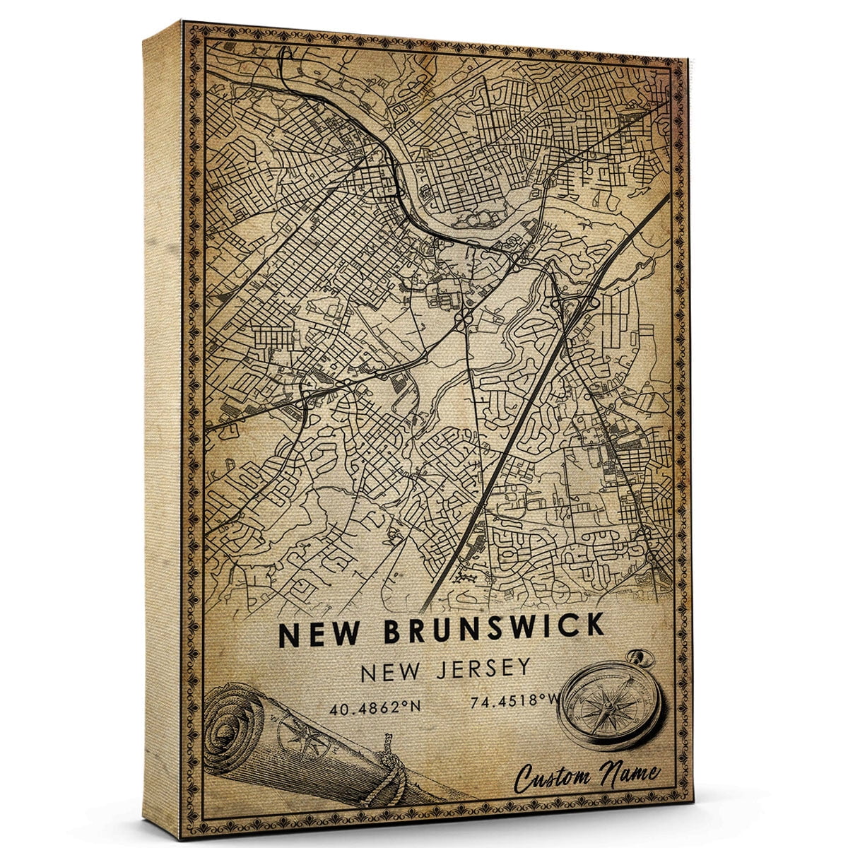 New Brunswick Map Poster, New Jersey Map Art Poster, Canvas, New ...