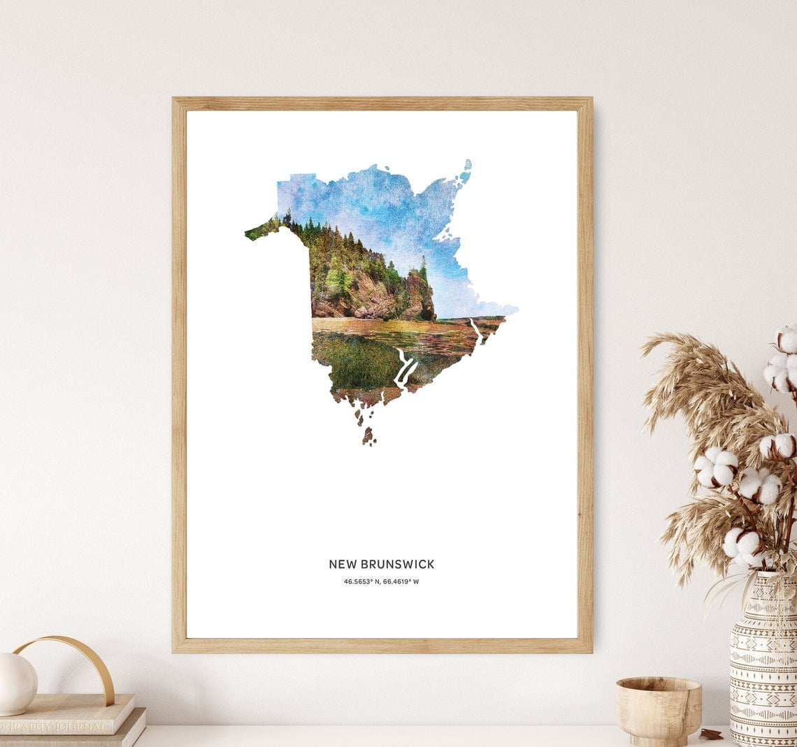 New Brunswick Print, New Brunswick Poster, New Brunswick Map Art, Map ...