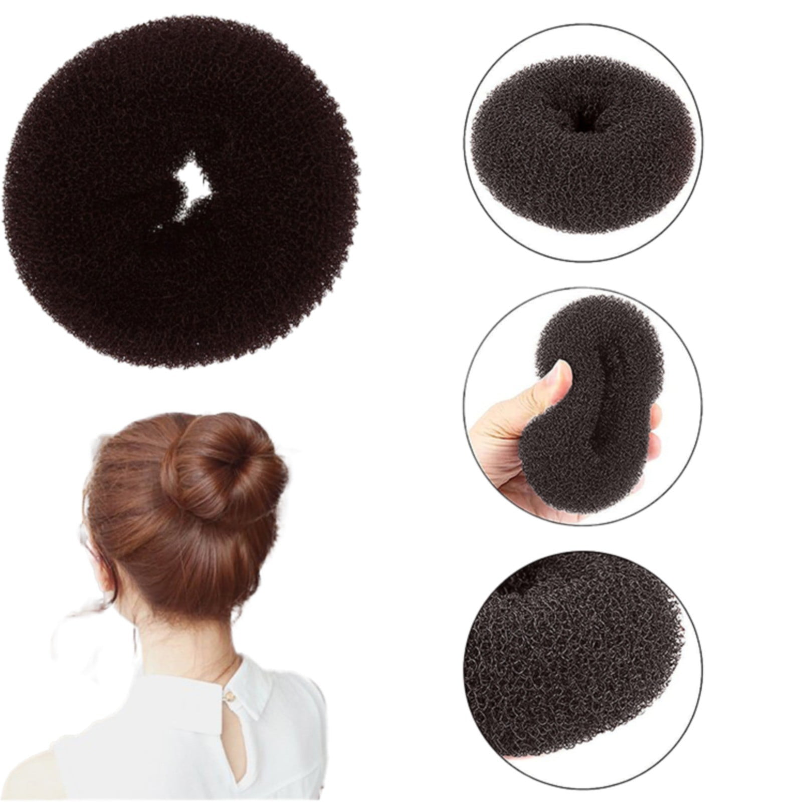 New！ Bun Mesh Hair Shaper Styler Donut Former Ring Bun Maker Size and ...