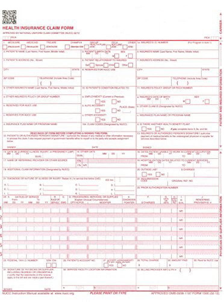 New CMS 1500 Claim Forms - 3,500 Sheets (02/12 Version) for Laser or ...