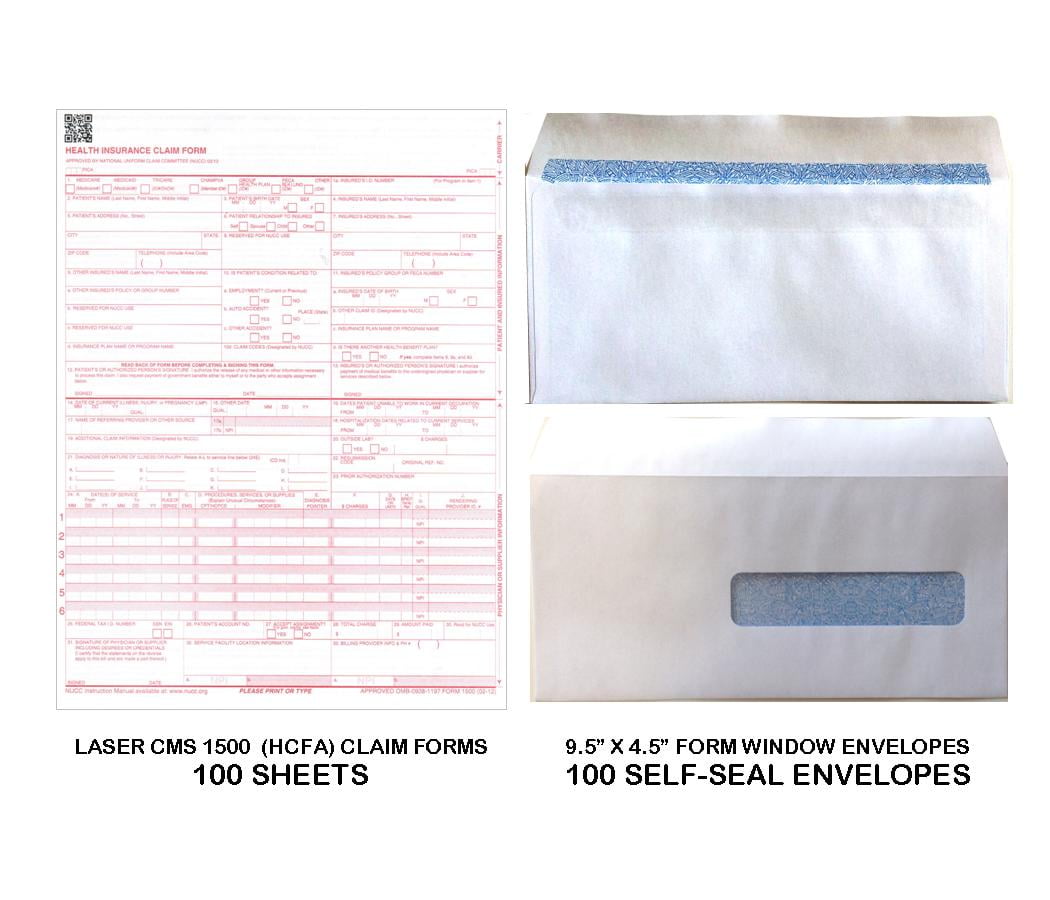 New CMS 1500 - HCFA Insurance Claim Forms and Self-Seal No. 10-1/2 ...