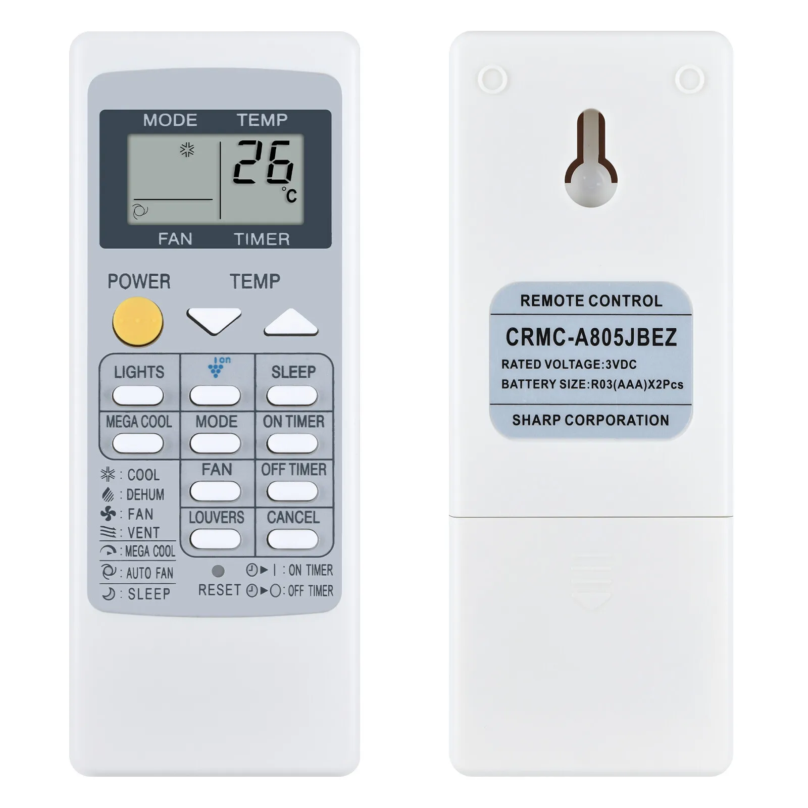 New CRMC-A805JBEZ Remote Control For Sharp Air Conditioner CRMC-A810JBEZ CV-10NH CRMC-A729JBEZ ...