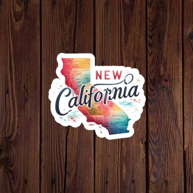 New California Sticker American Flag State Outline Laptop Car Sticker ...