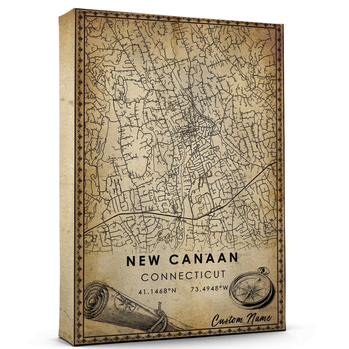 New Canaan Map Poster, Connecticut Map Art Poster, Canvas, New Canaan ...