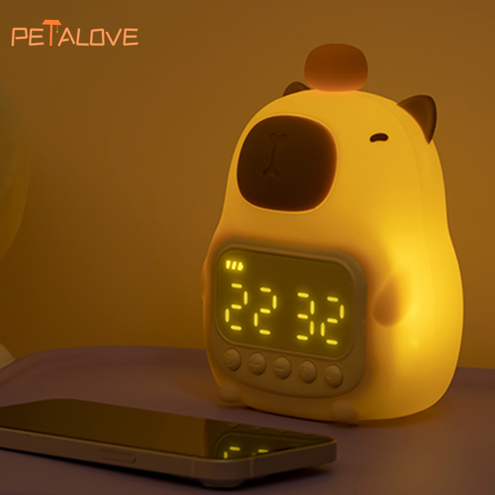 New Capybara Led Night Light Silicone Rechargeable Digital Alarm Clock ...