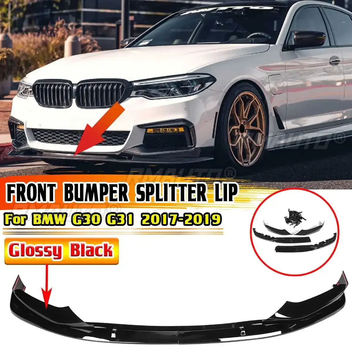 New Car Front Bumper Lip Spoiler Splitter Surround Molding Cover Trim ...