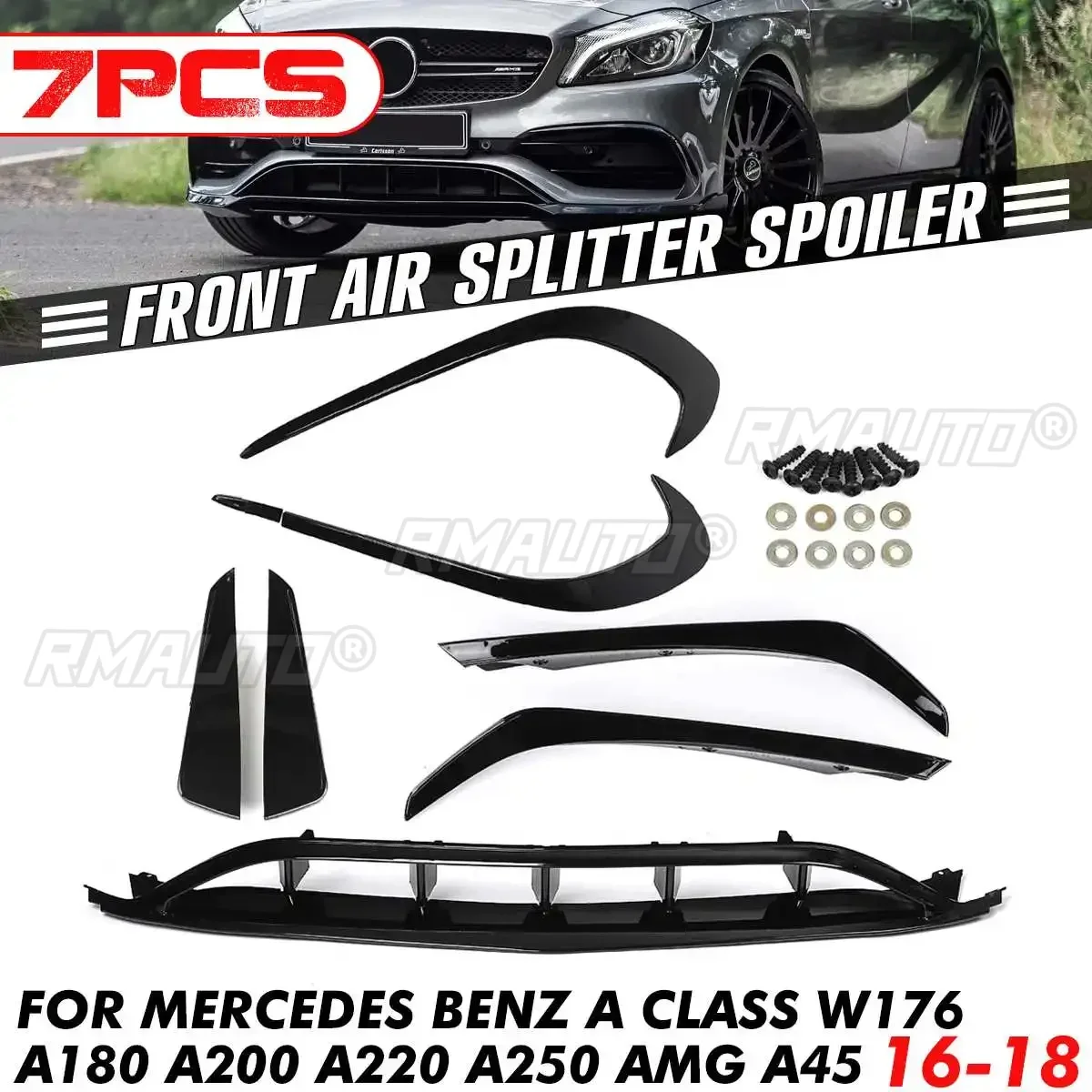 New Car Front Side Bumper Splitter Air Spoiler Lip Diffuser For Benz A ...