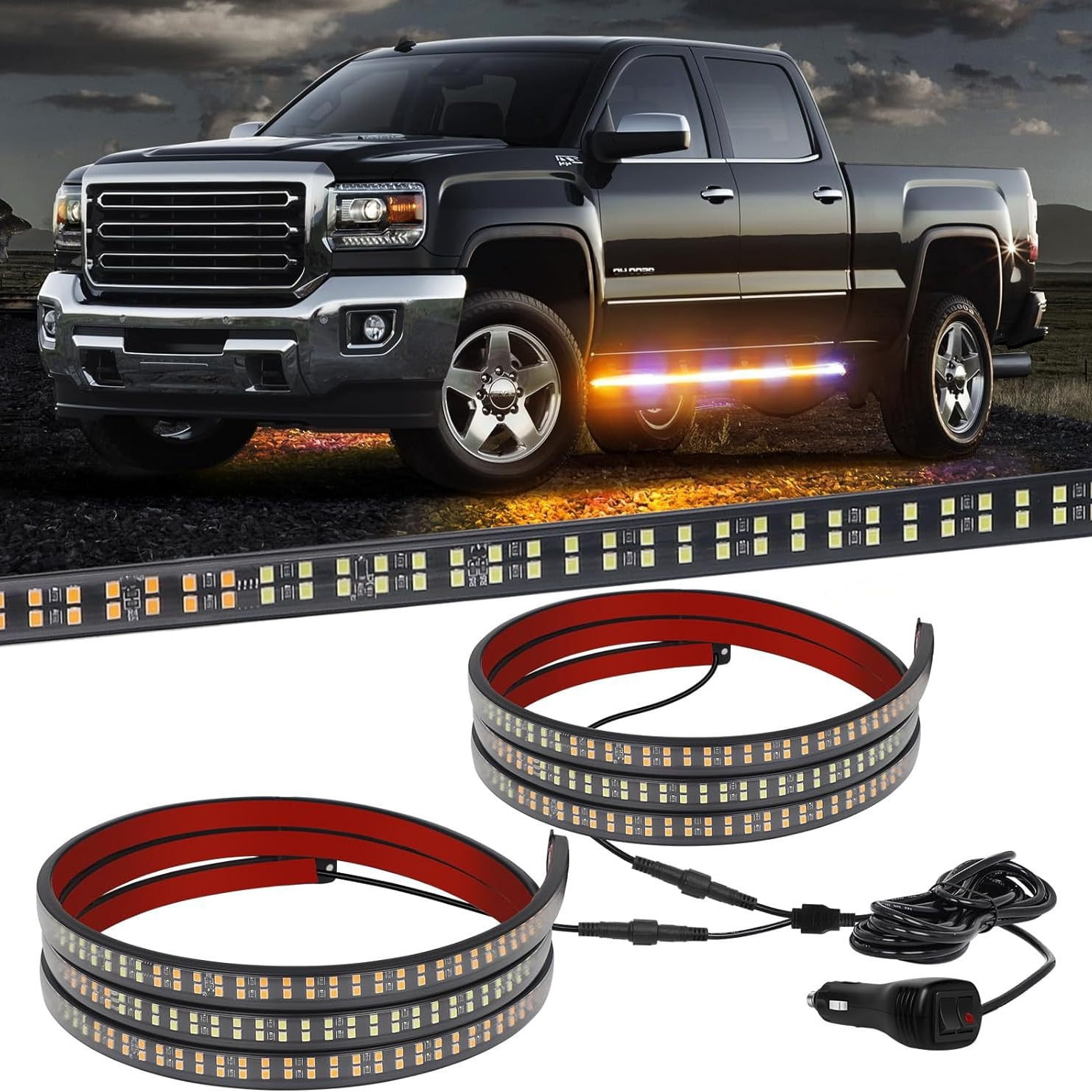 New Car LED Dual Row Flowing Water Pedal Light Strip 70 Truck Emergency ...
