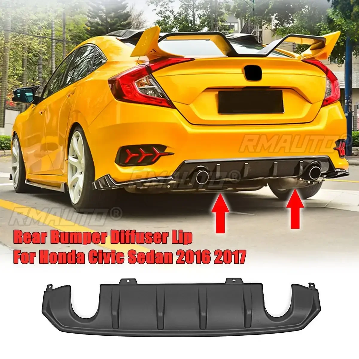 New Car Rear Bumper Diffuser Lip Spoiler Lips For Honda For Civic Sedan ...