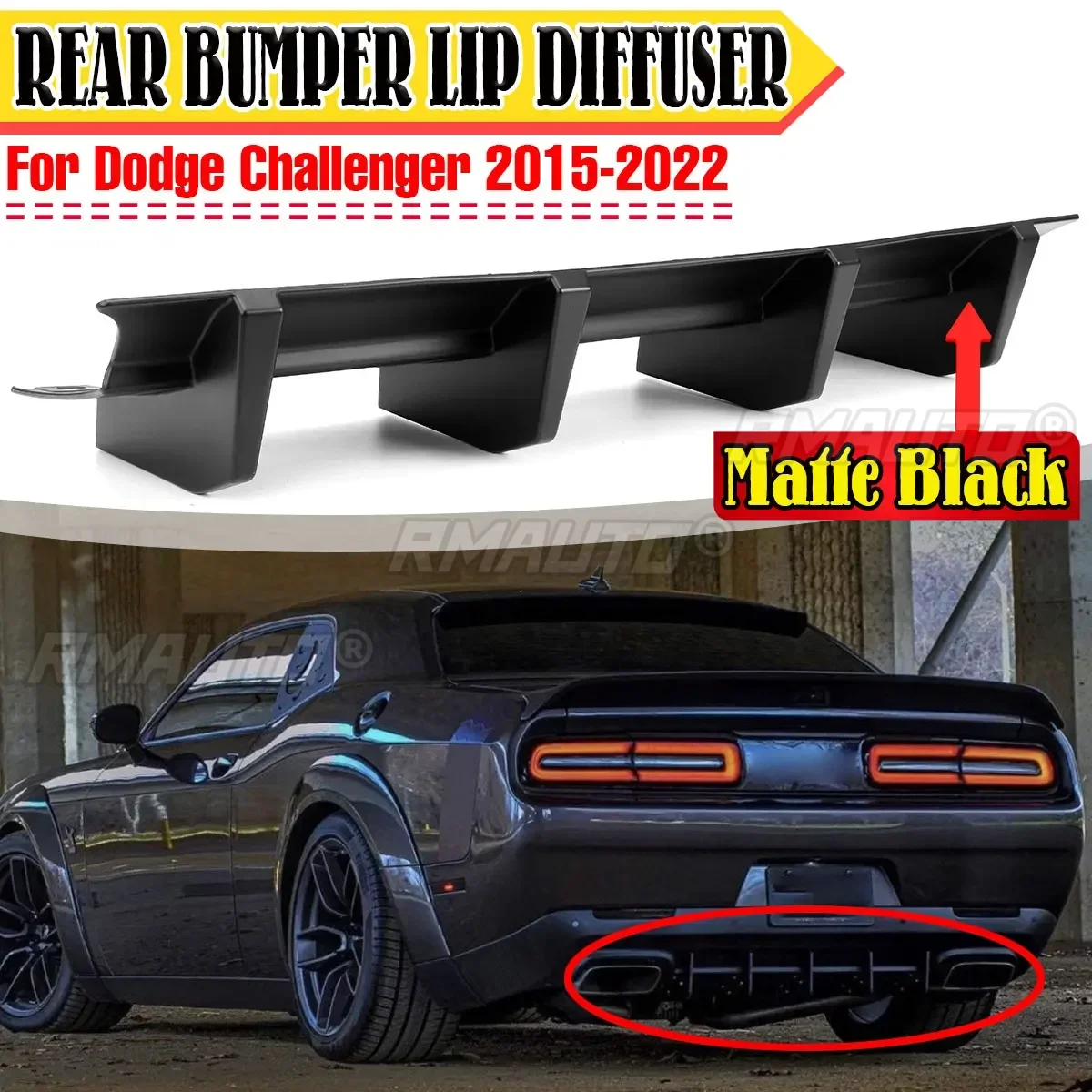New Car Rear Bumper Lip Diffuser Spoiler Fin Splitter For Dodge ...