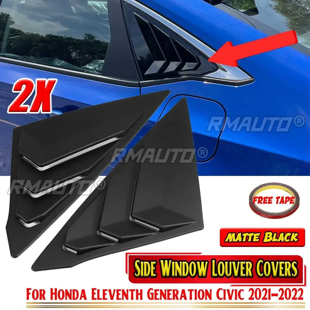 New Car Rear Side Window Louver Vents Trim Window Shutters Shade For Honda For Civic 11th ...