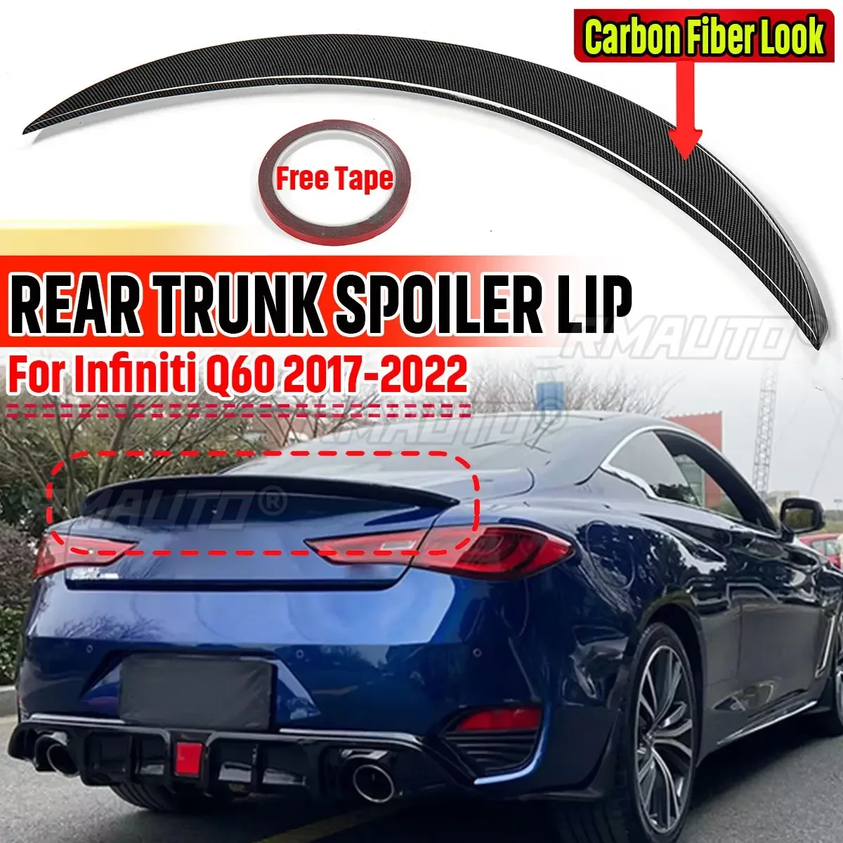 New Car Rear Spoiler Wing Lip Extension For Infiniti Q60 2017-2022 Rear ...