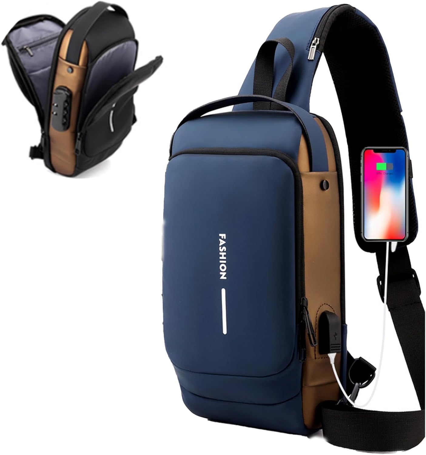 New Carbon Fiber Streamline Anti-theft Sling Bag, USB Charging Port ...